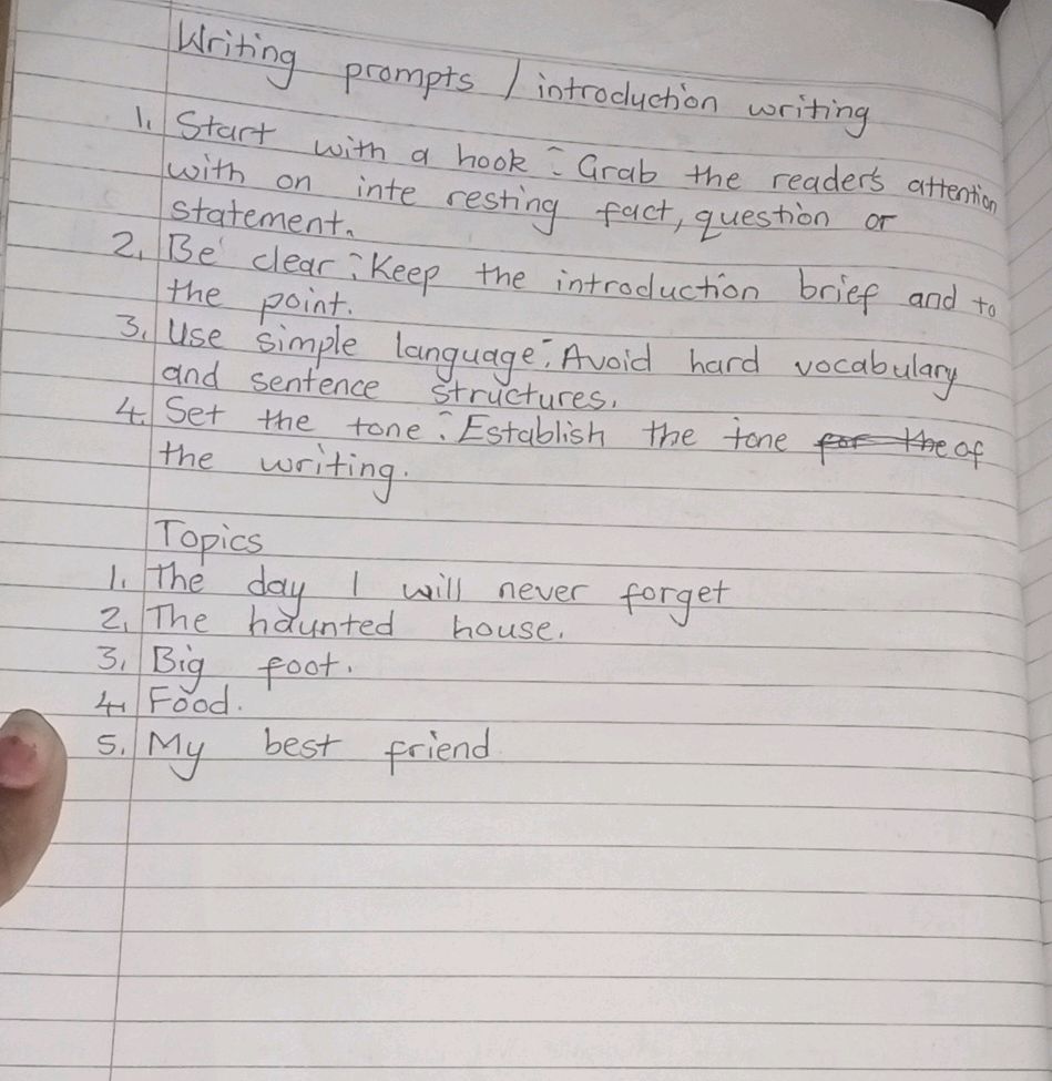 Writing prompts / introduction writing 1. | StudyX