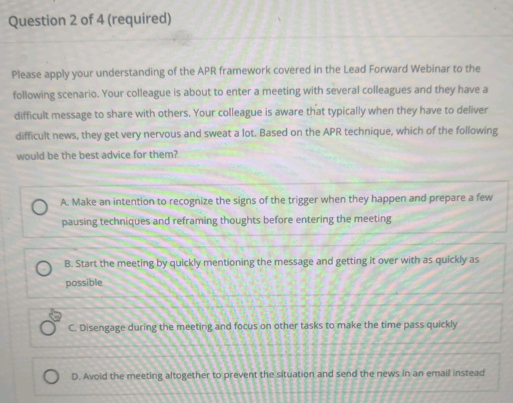 Please apply your understanding of the APR