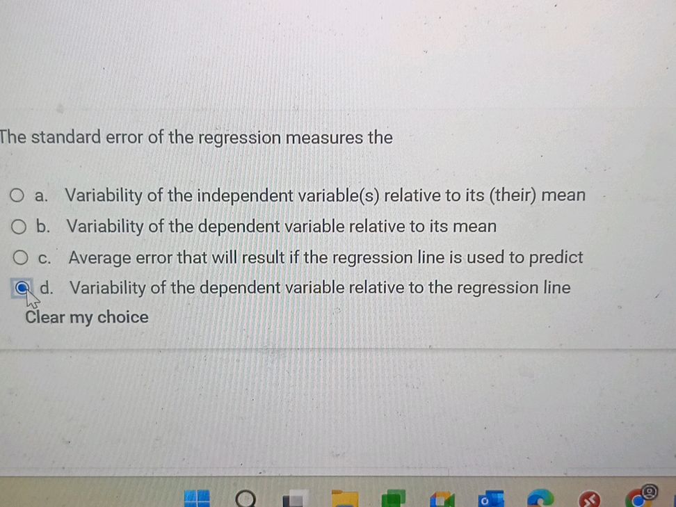The standard error of the regression | StudyX