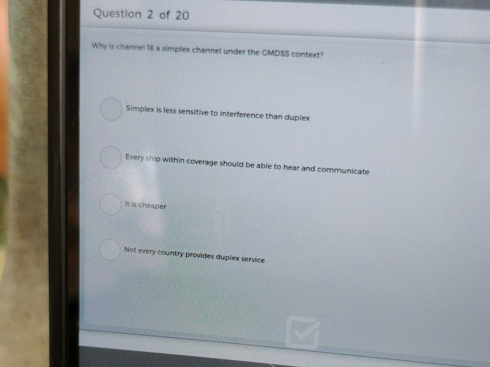 Why is channel 16 a simplex channel under | StudyX