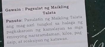 Gawain: Pagsulat ng Maikling Talata Panuto: | StudyX