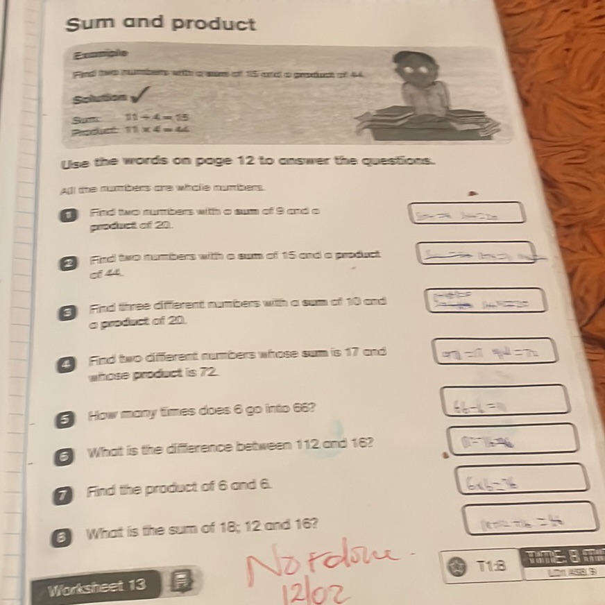 1. Find two numbers with a sum of 9 and a | StudyX