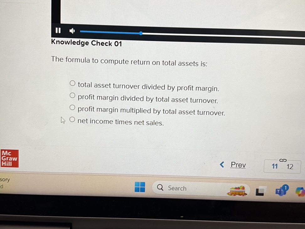The formula to compute return on total | StudyX