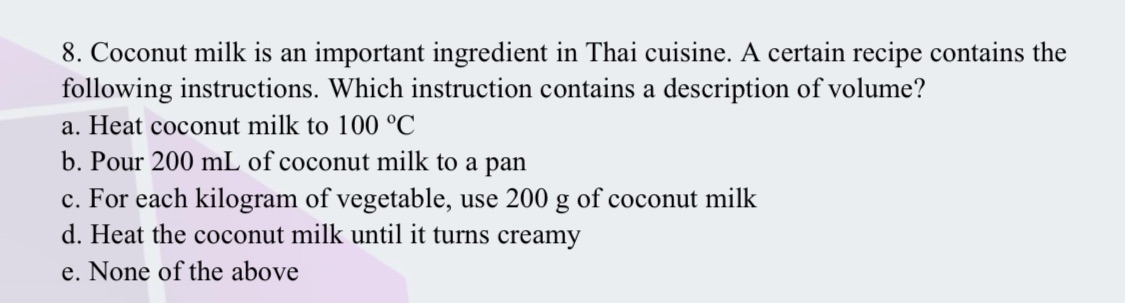 8. Coconut milk is an important ingredient | StudyX