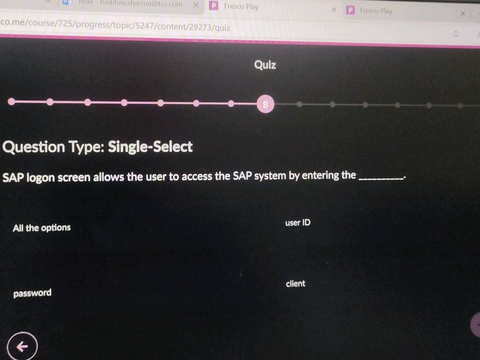 SAP logon screen allows the user to access | StudyX