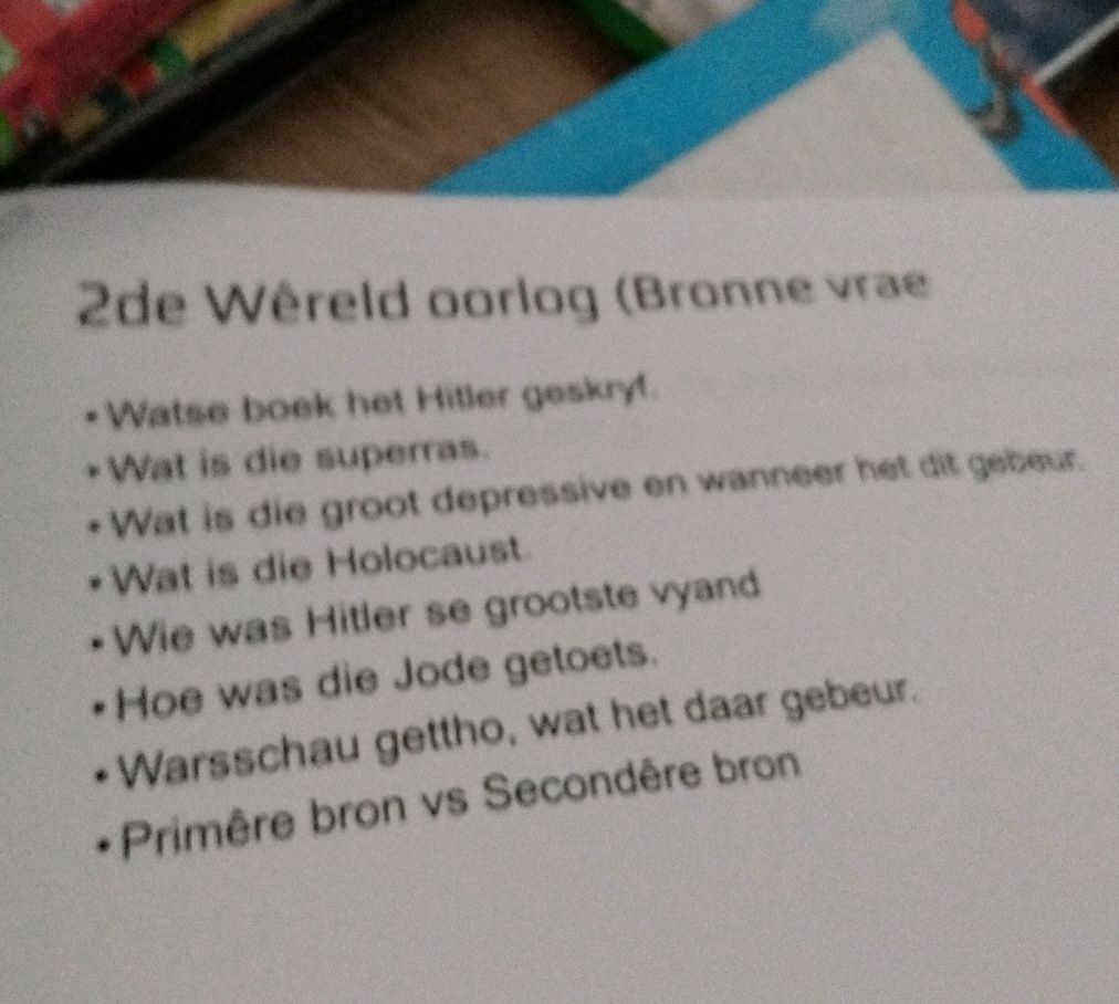 2de Wêreld oorlog (Bronne vrae •Watse boek | StudyX