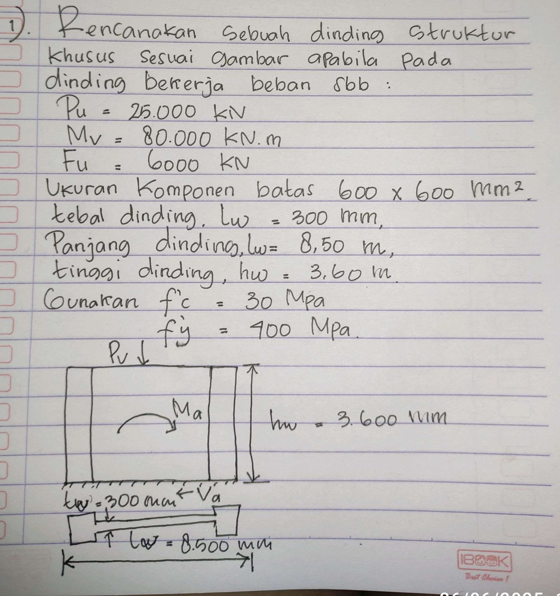 1). Rencanakan sebuah dinding struktur | StudyX
