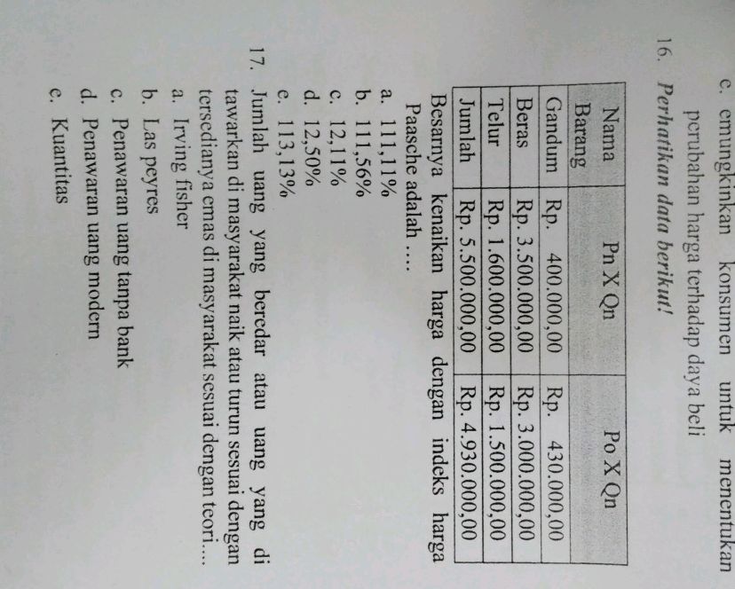 16. Perhatikan data berikut! | Nama Barang | StudyX