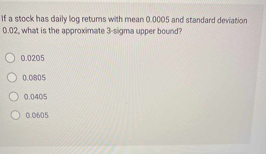 If a stock has daily log returns with mean | StudyX