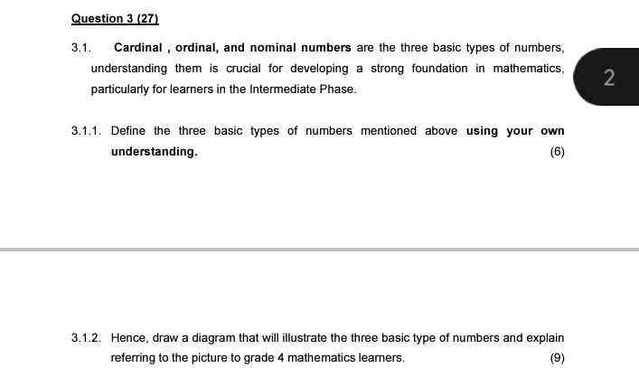 3. Question 3 (27) 3.1. Cardinal, ordinal, | StudyX
