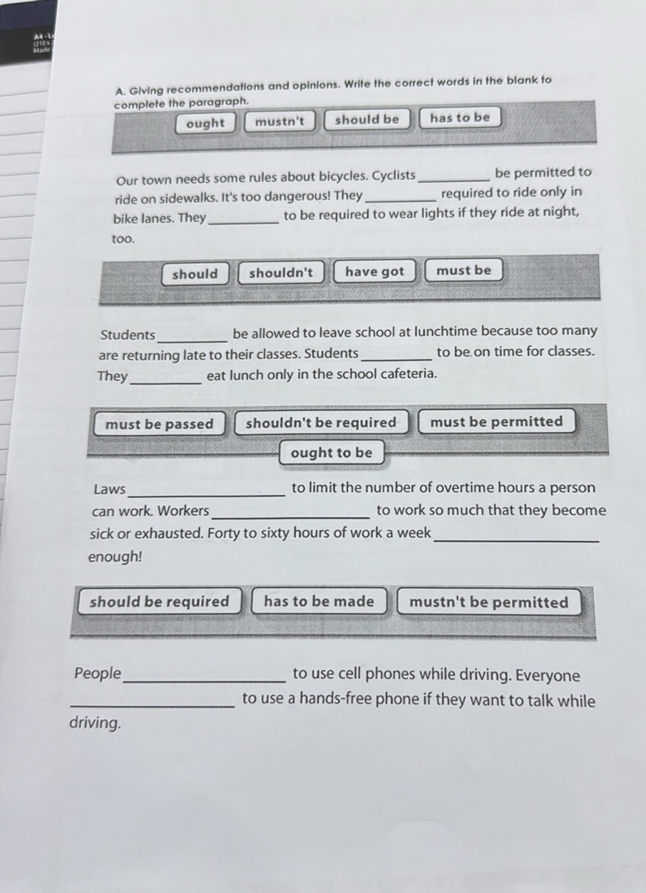 A. Giving recommendations and opinions. | StudyX