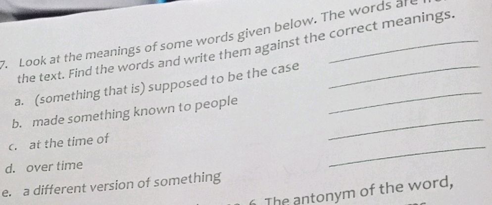 7. Look at the meanings of some words given | StudyX