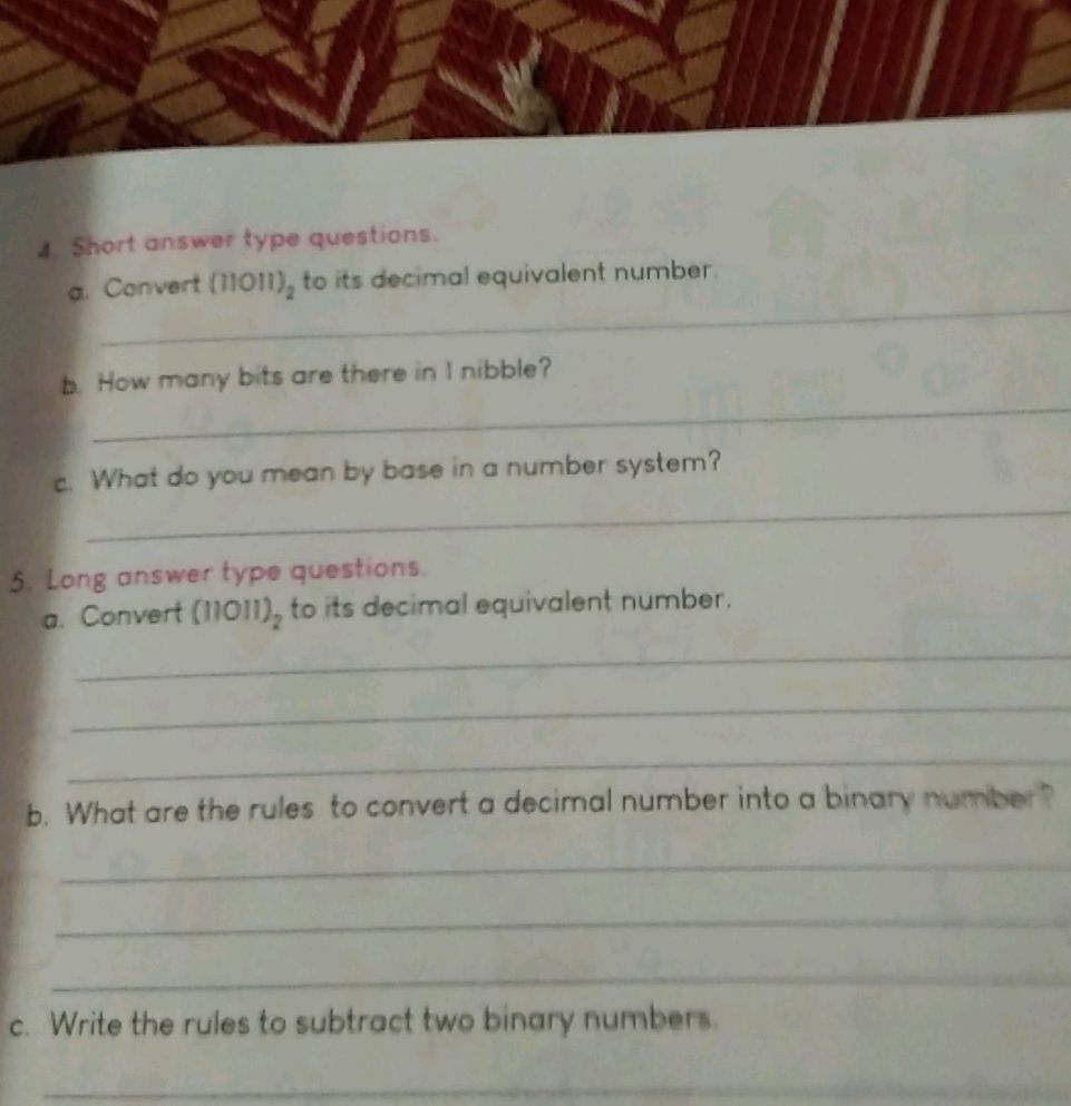 4 Short answer type questions. a. Convert | StudyX