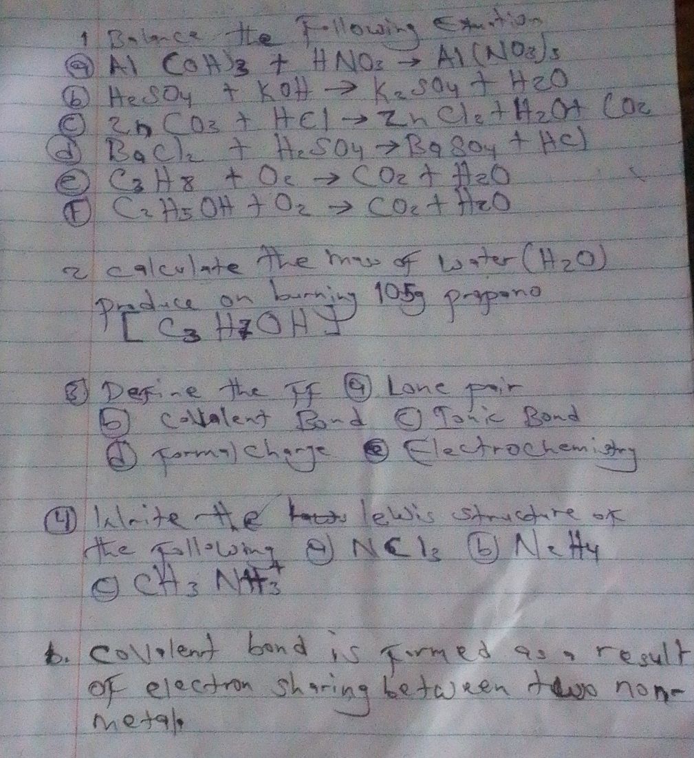 1. Balance the following equations: (a) | StudyX