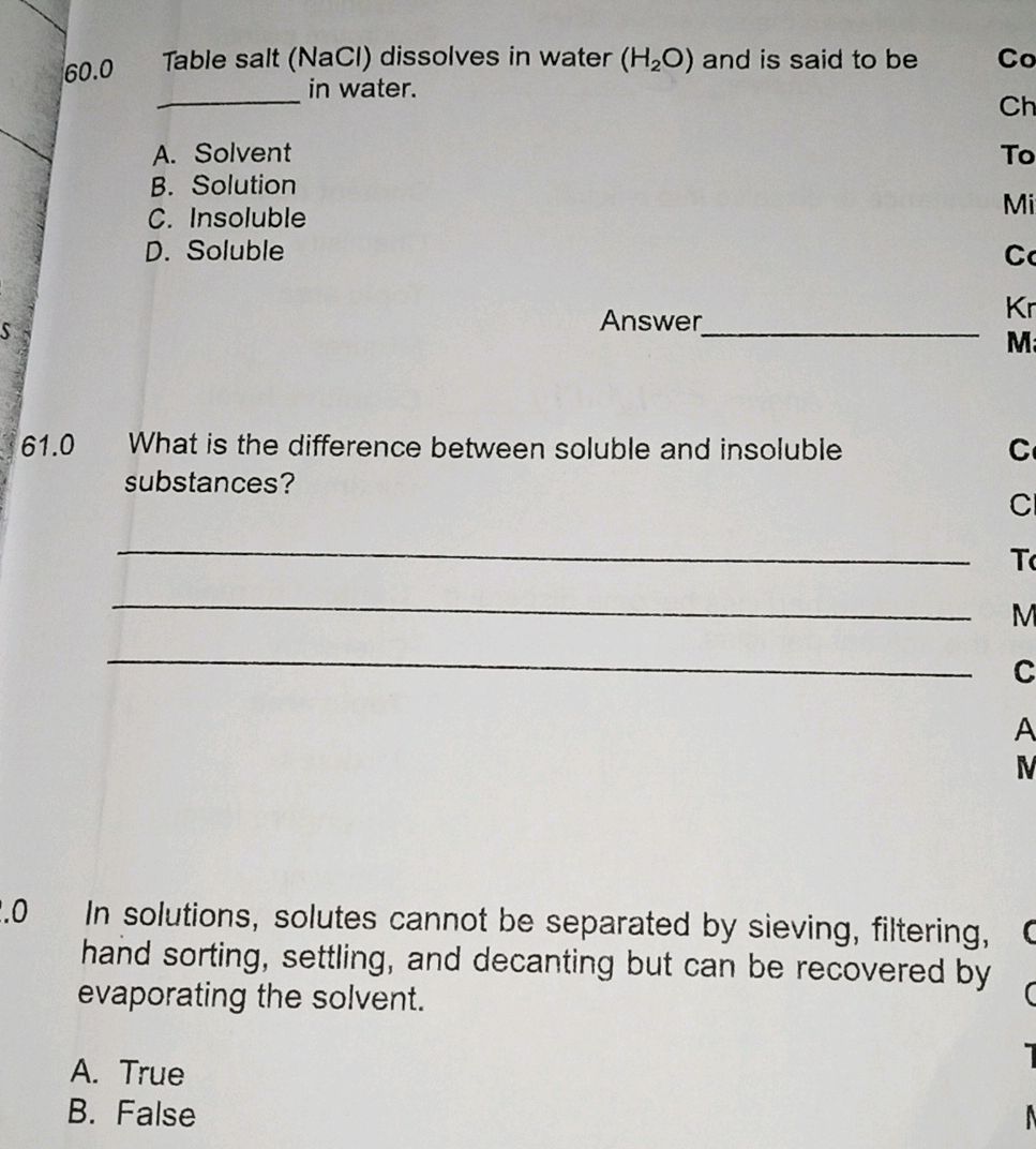 60.0 Table salt (NaCl) dissolves in water | StudyX