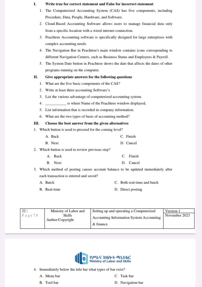 I. Write true for correct statement and | StudyX