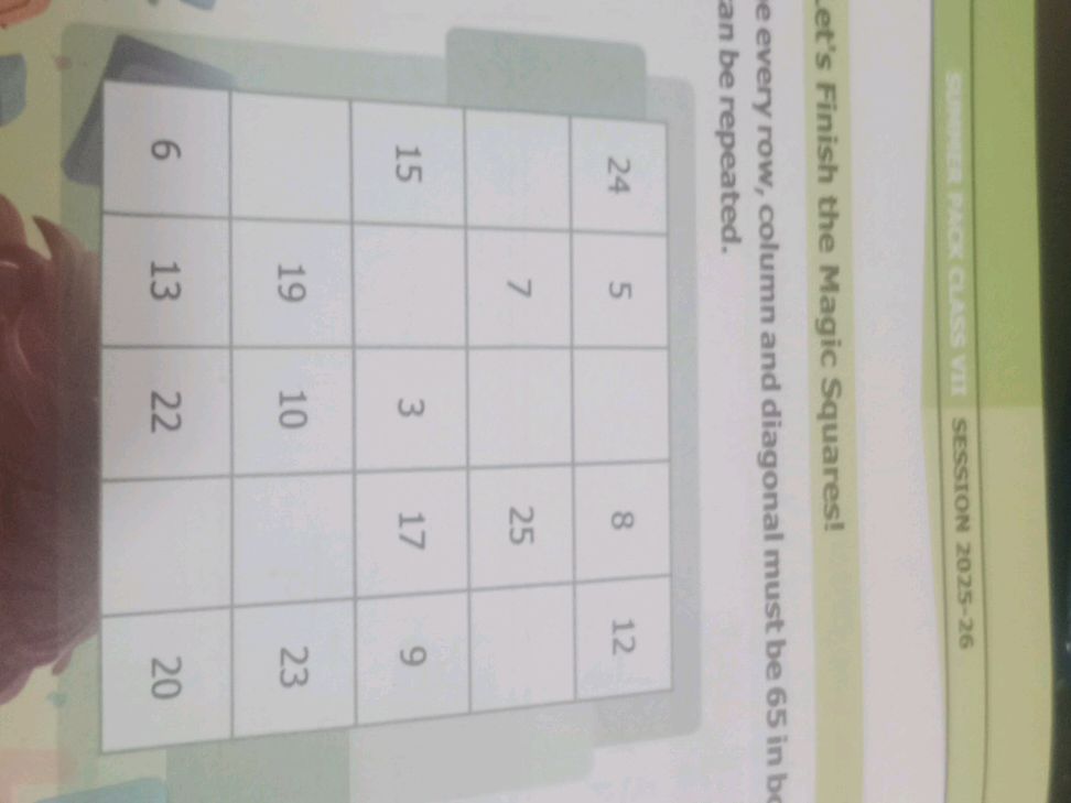 Let's Finish the Magic Squares! The sum of | StudyX