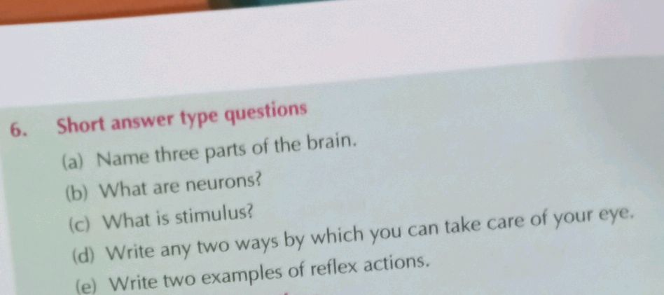 6. Short answer type questions (a) Name | StudyX