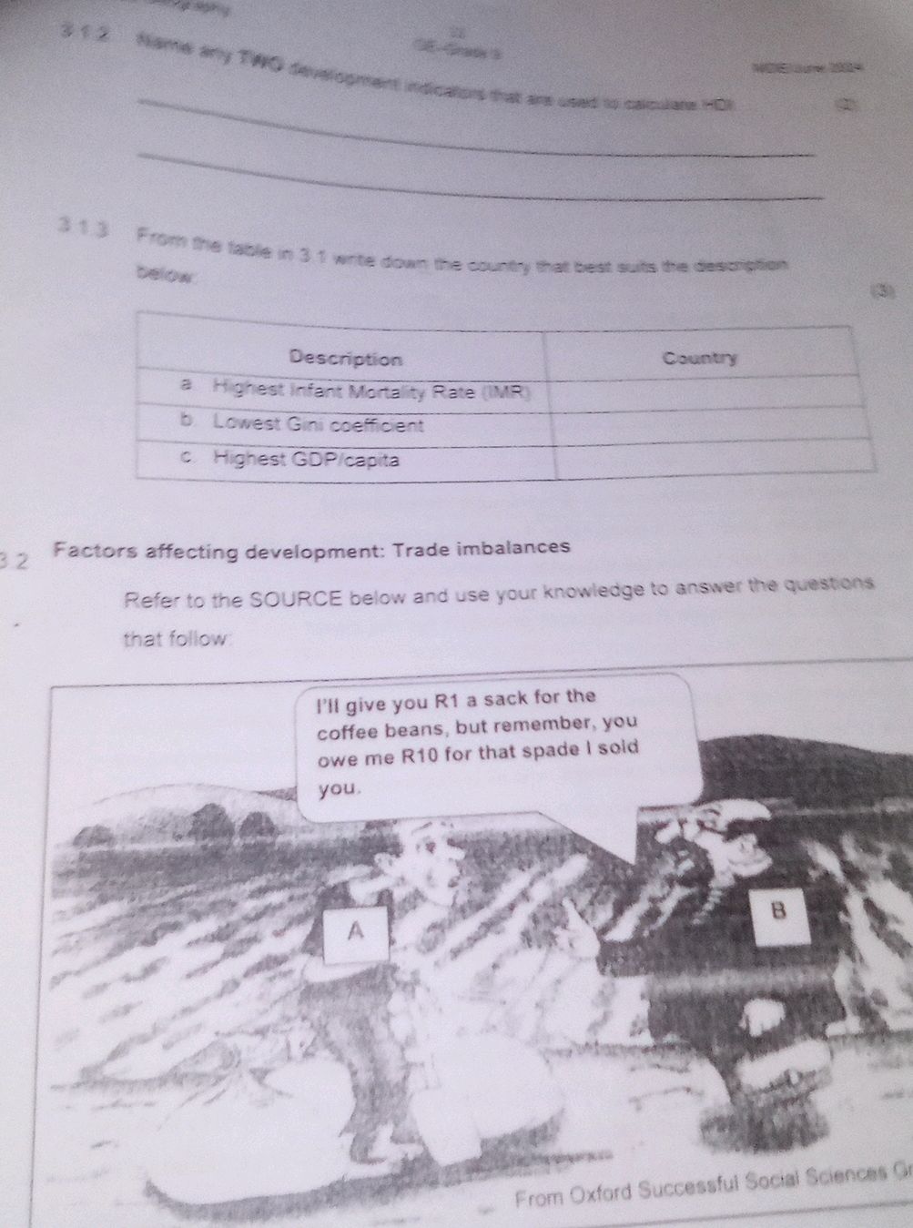 3.1.2 Name any TWO development indicators | StudyX