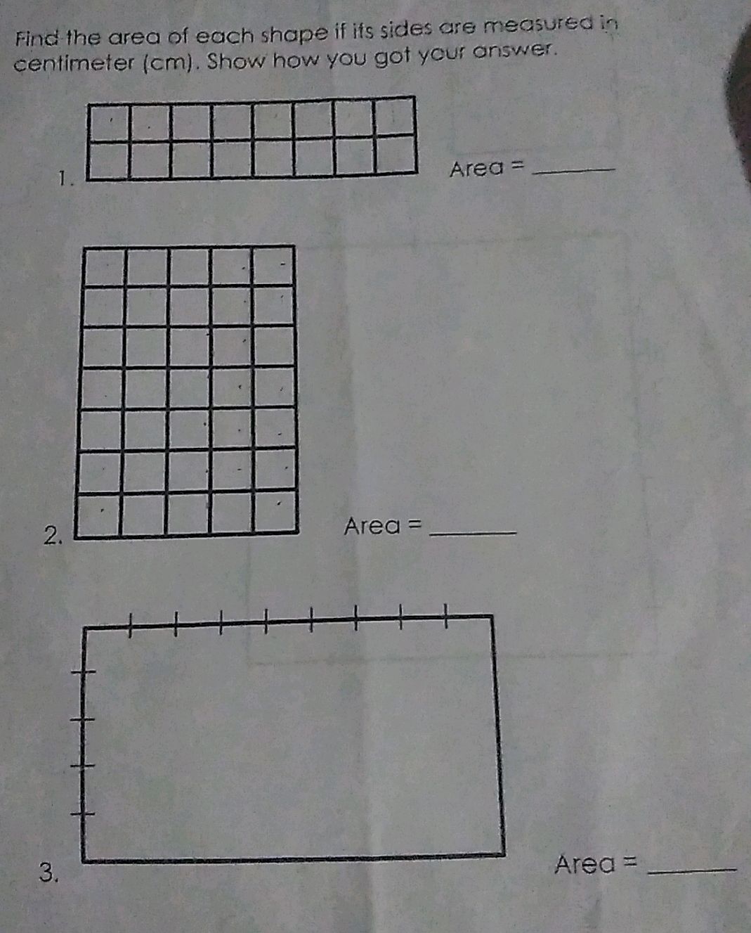 Find the area of each shape if its sides are