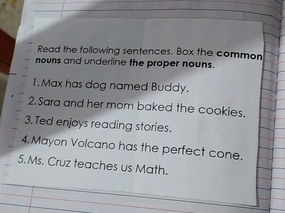 Read the following sentences. Box the common | StudyX