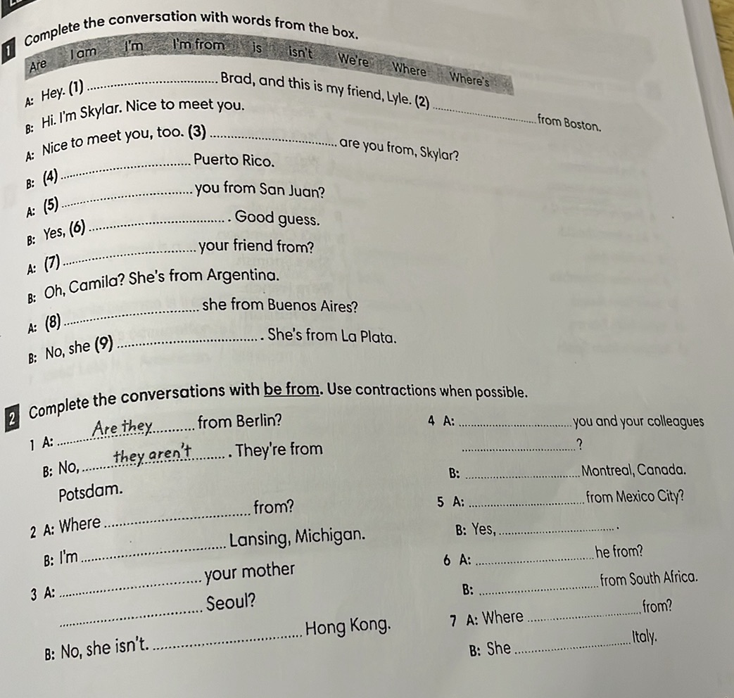 1 Complete the conversation with words from | StudyX