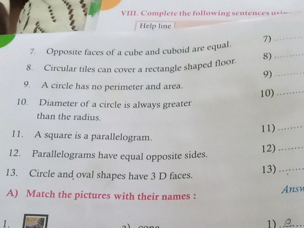 7. Opposite faces of a cube and cuboid are | StudyX