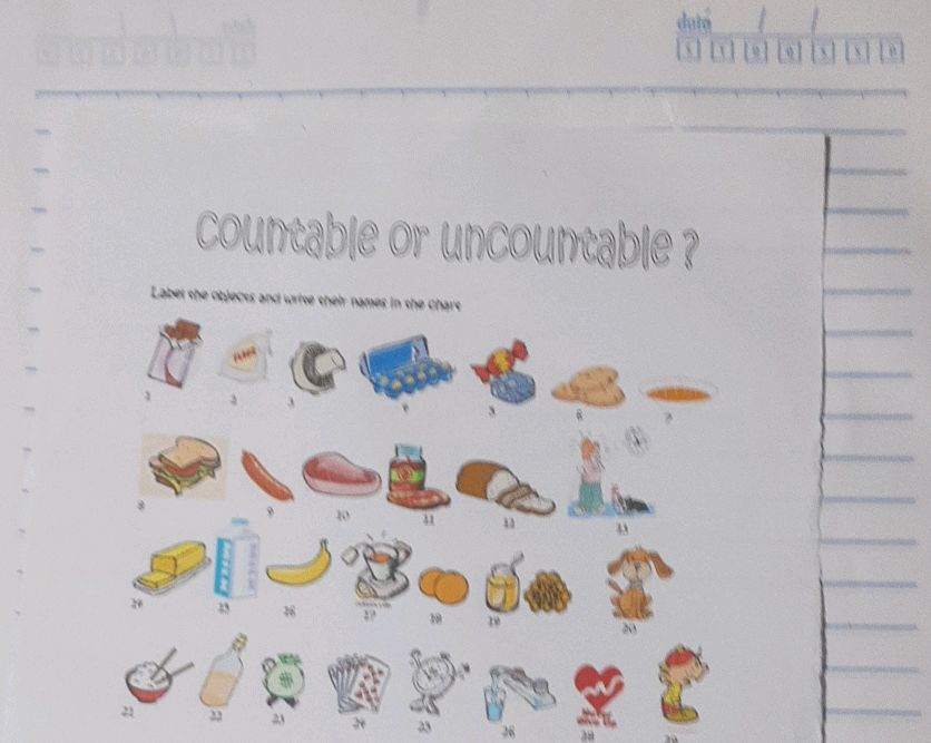 countable or uncountable? Label the objects | StudyX