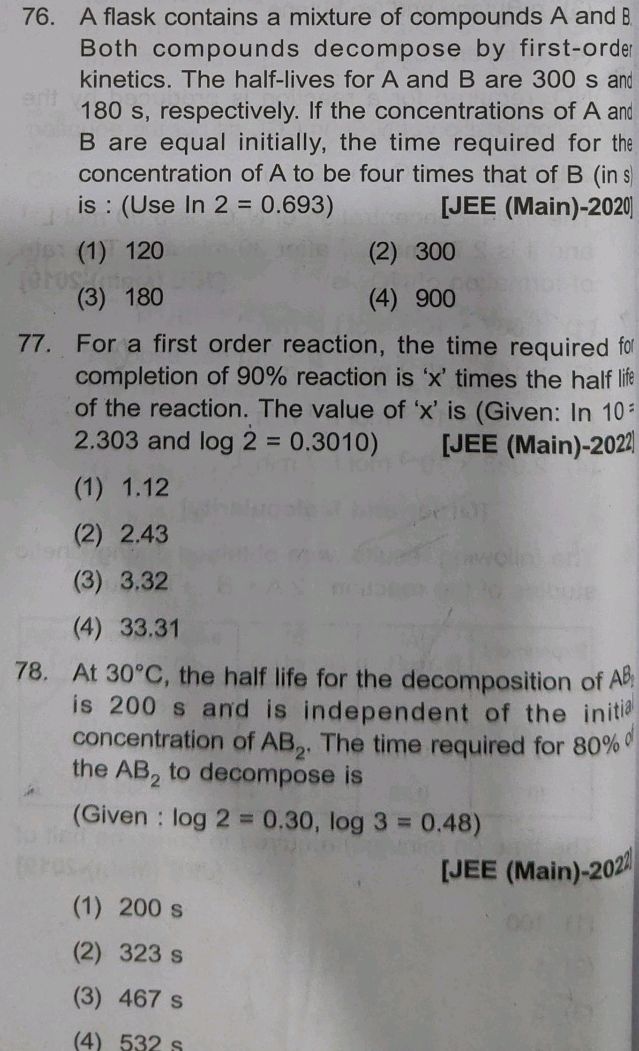 76. A flask contains a mixture of compounds | StudyX