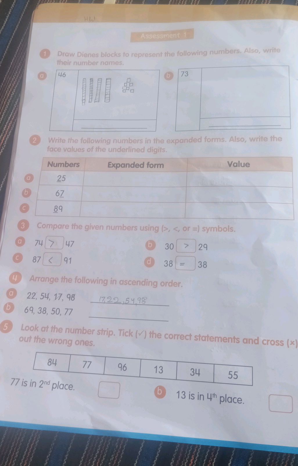 1. Draw Dienes blocks to represent the | StudyX