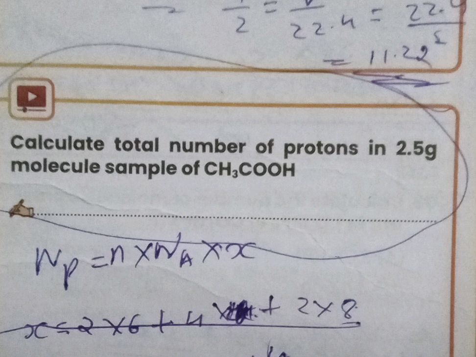 Calculate total number of protons in 2.5g | StudyX