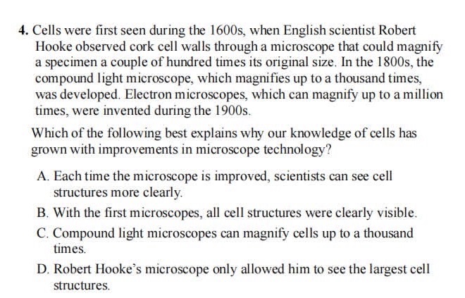 4. Cells were first seen during the 1600s, | StudyX