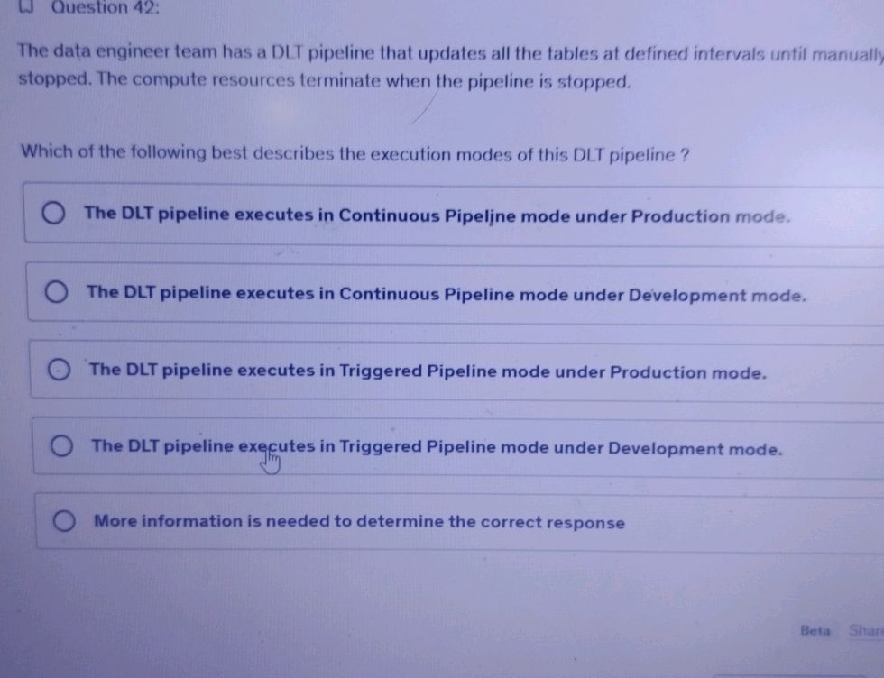 The data engineer team has a DLT pipeline | StudyX