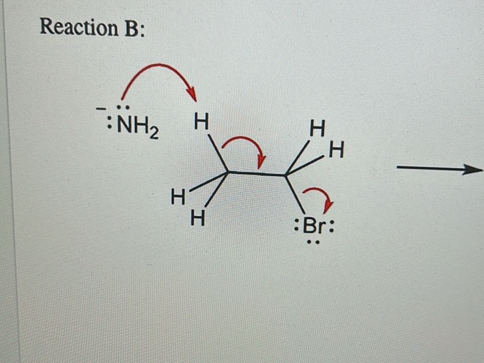Reaction B: ${^{-}:NH2}$ attacks a carbon | StudyX