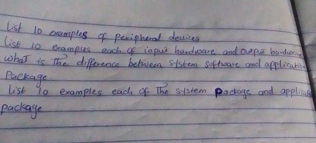 List 10 examples of peripheral devices List | StudyX