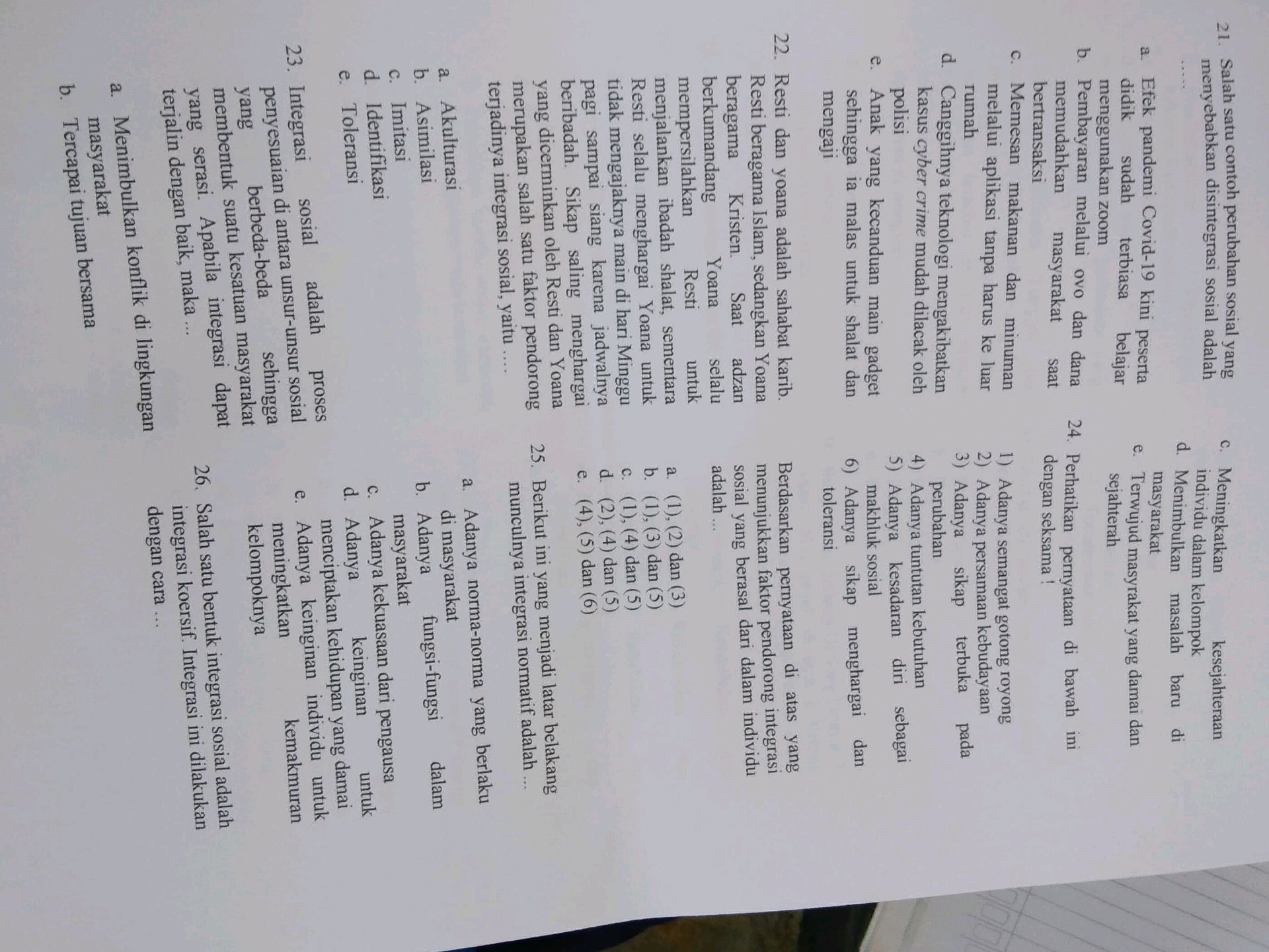 21. Salah satu contoh perubahan sosial yang | StudyX