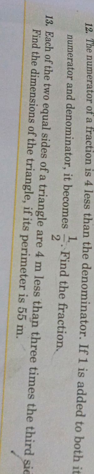 12. The numerator of a fraction is 4 less | StudyX