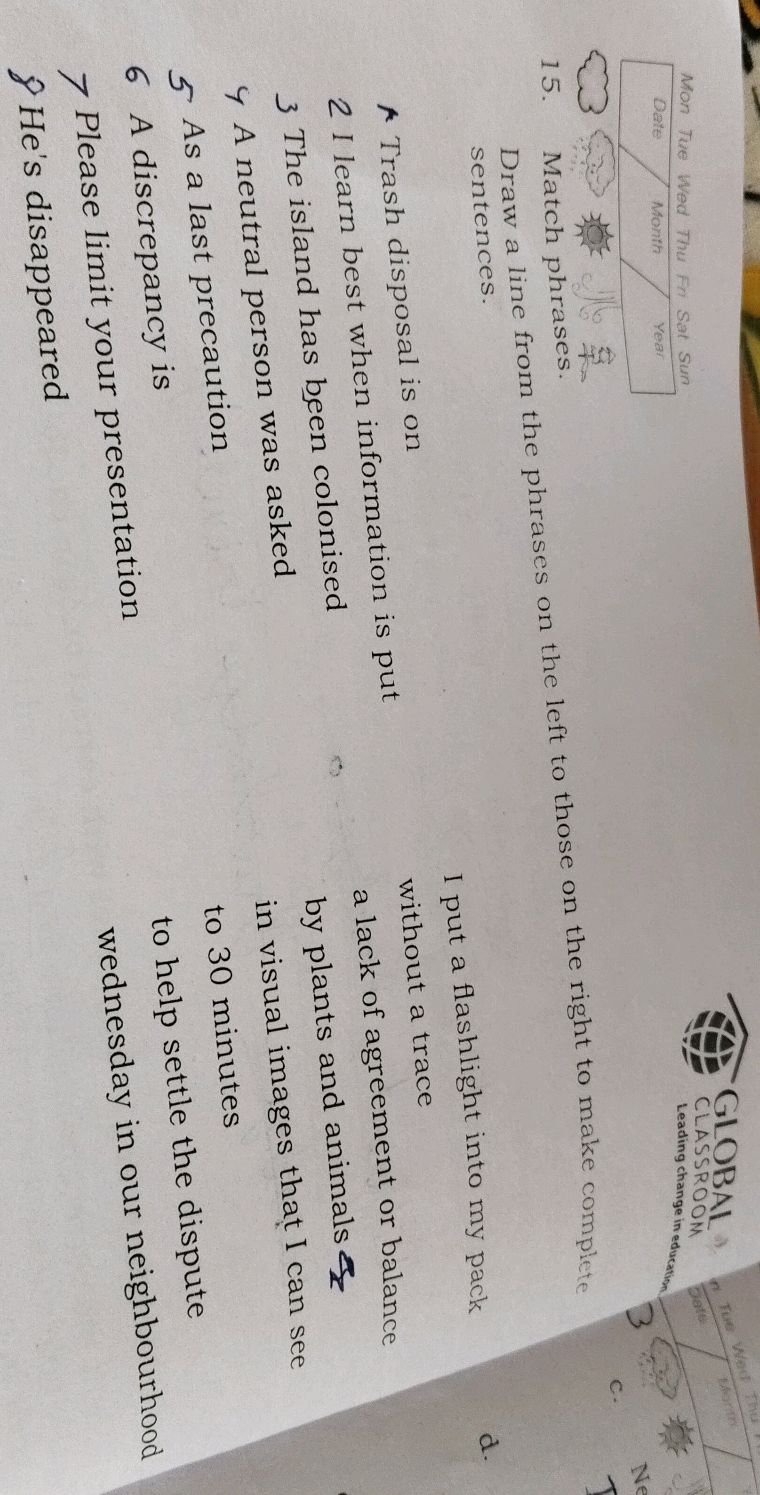 Match phrases. Draw a line from the phrases