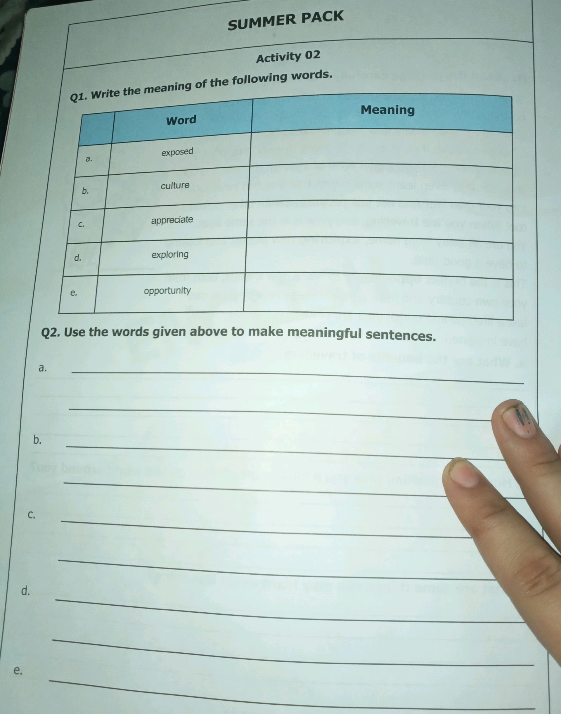 Q1. Write the meaning of the following | StudyX