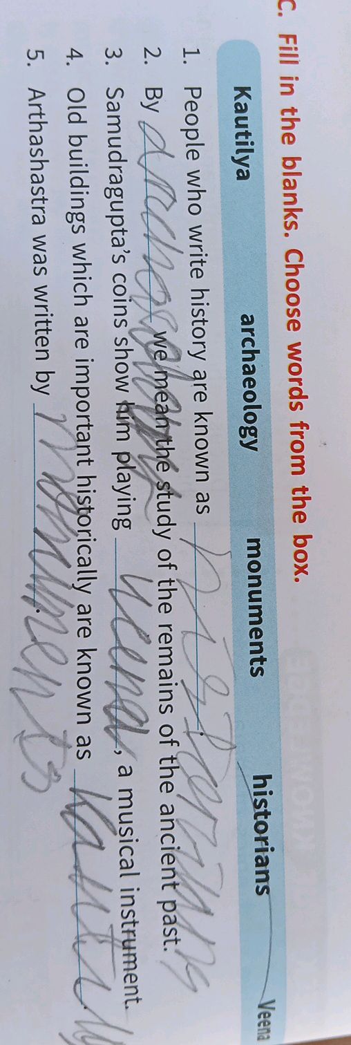 C. Fill in the blanks. Choose words from the | StudyX