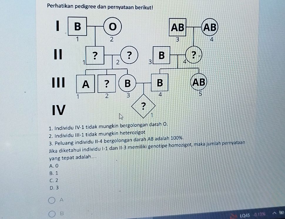 Perhatikan pedigree dan pernyataan berikut! | StudyX
