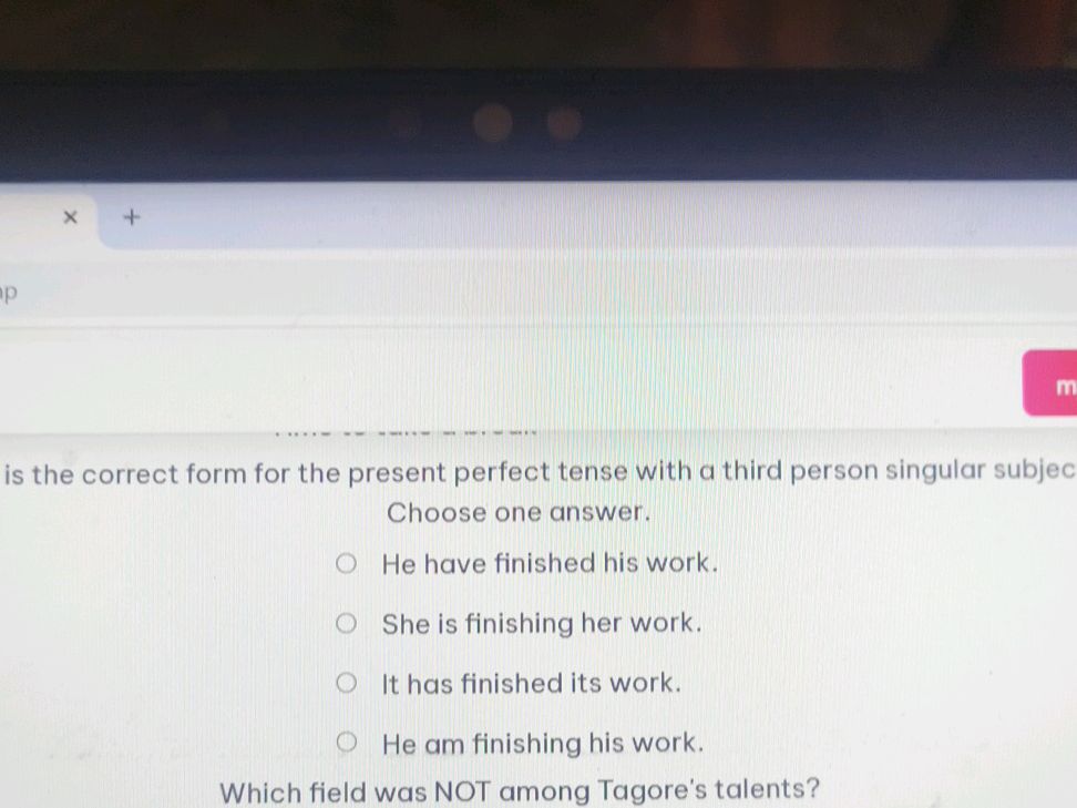 is the correct form for the present perfect | StudyX