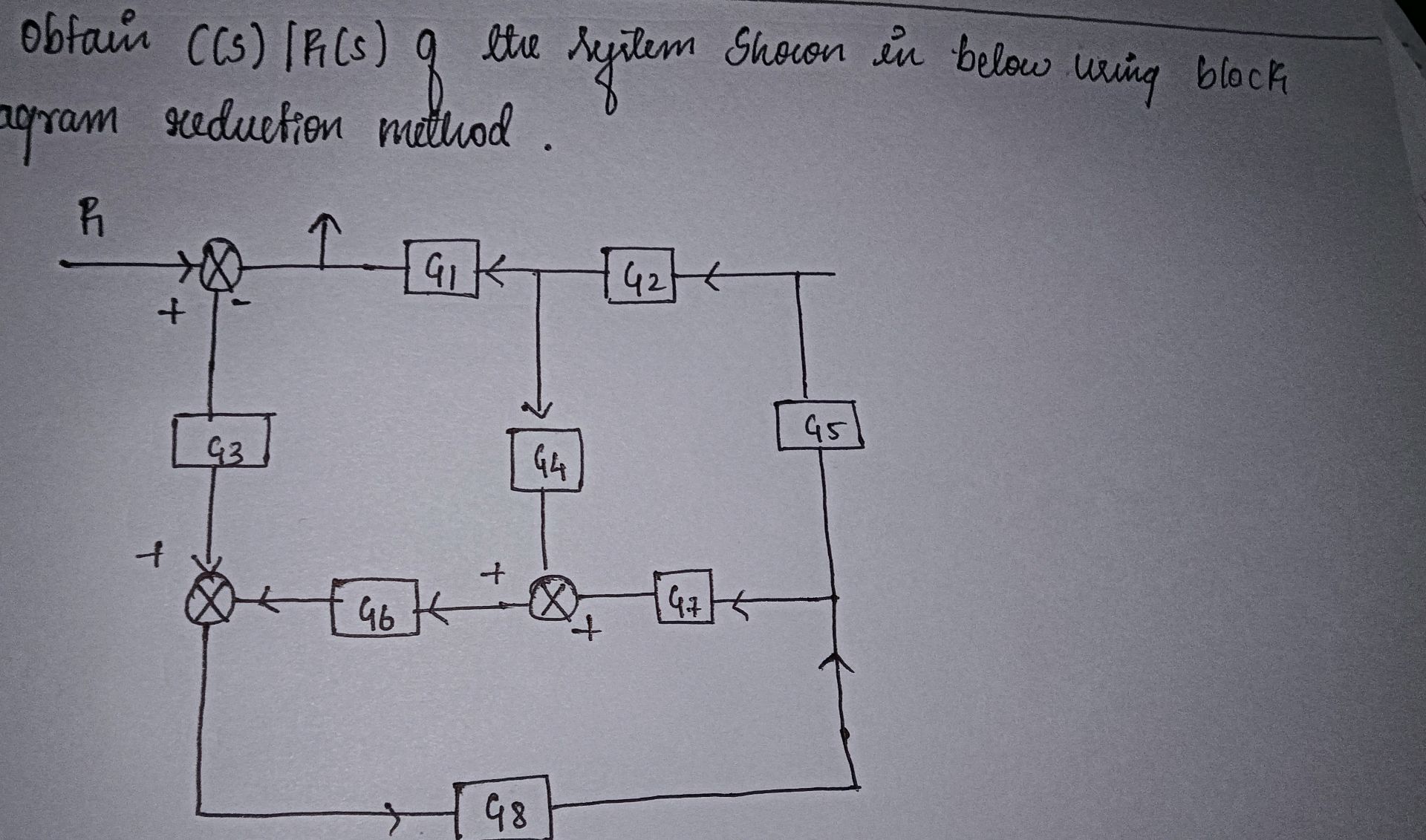 Obtain C(s) / R(s) of the system shown in | StudyX