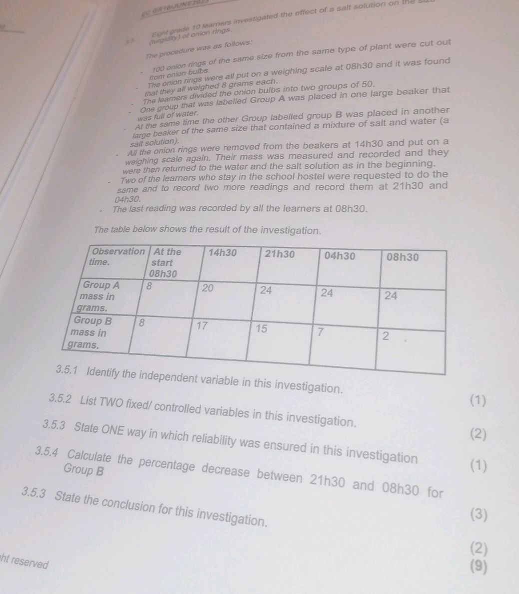 The table below shows the result of the | StudyX