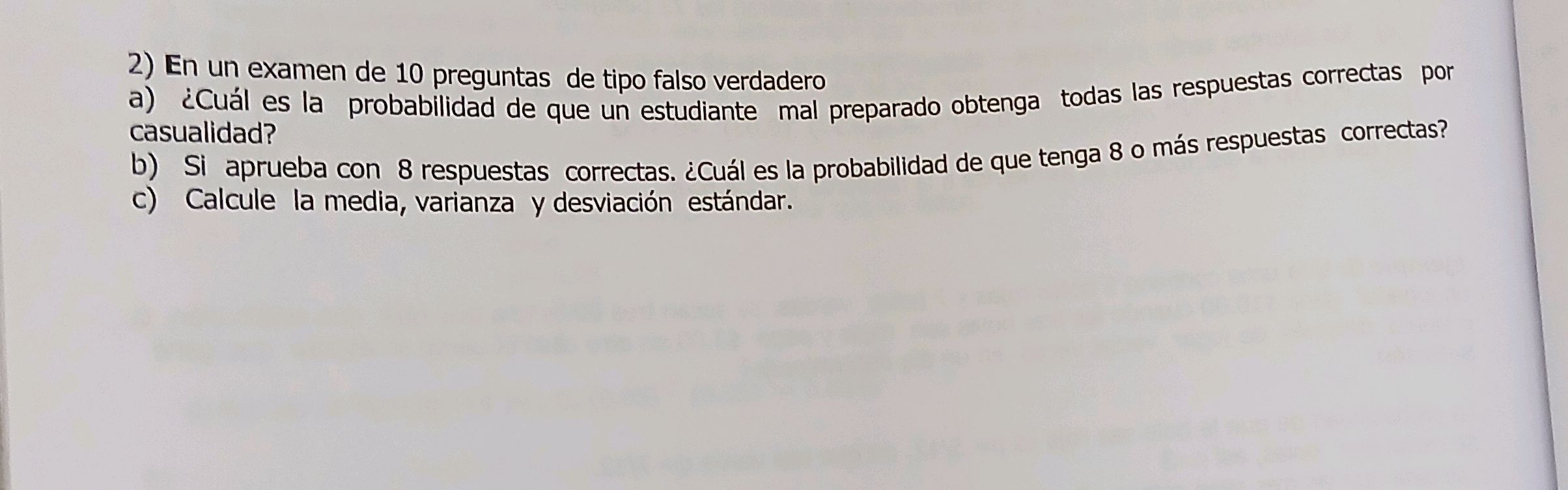 2) En un examen de 10 preguntas de tipo | StudyX