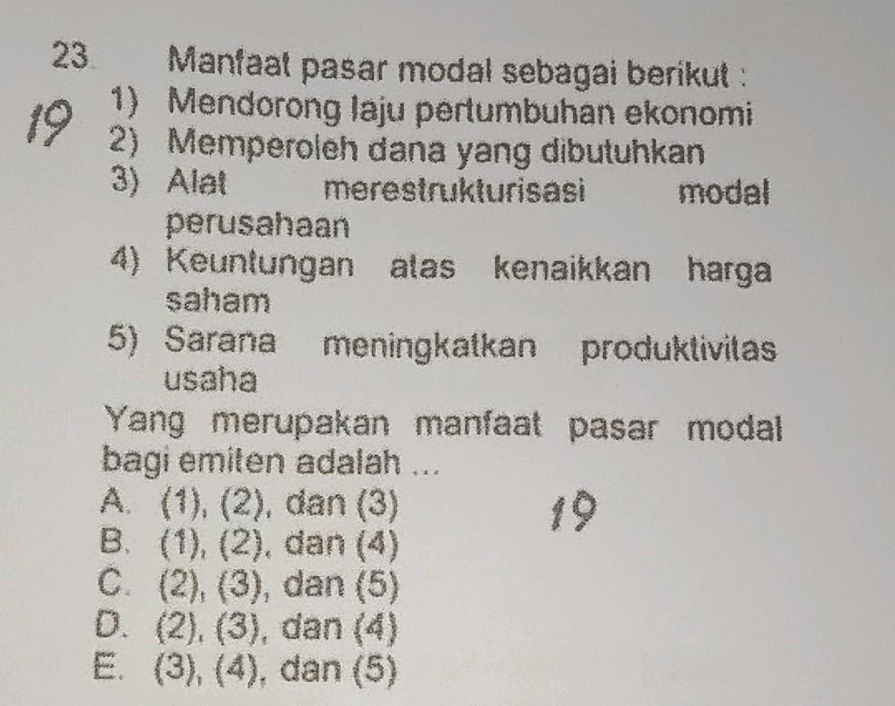 Manfaat pasar modal sebagai berikut: 1) | StudyX