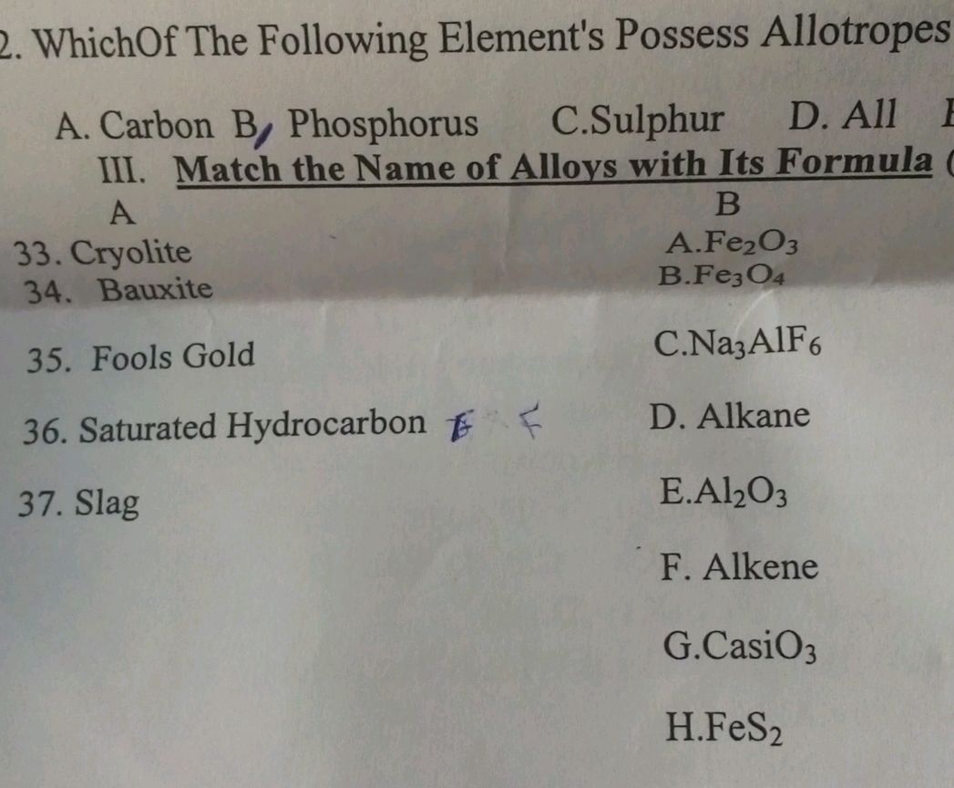 2. Which Of The Following Element's Possess | StudyX