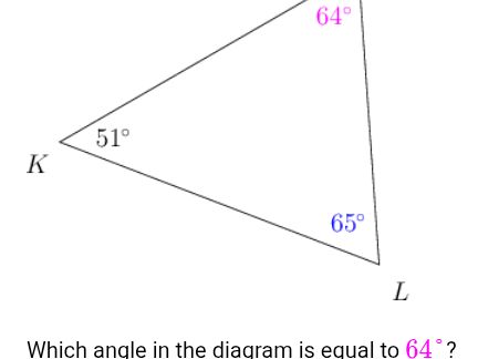 Which angle in the diagram is equal to 64°? | StudyX