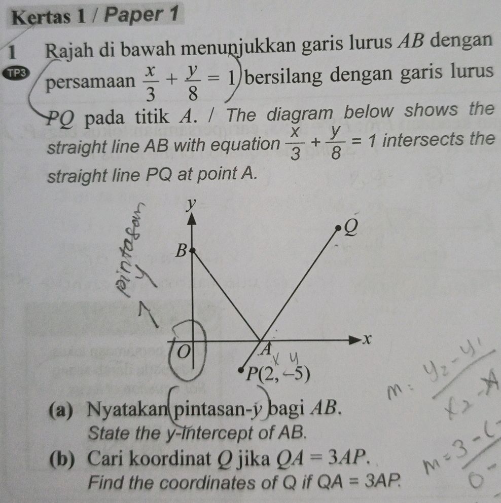 1. Rajah di bawah menunjukkan garis lurus AB | StudyX