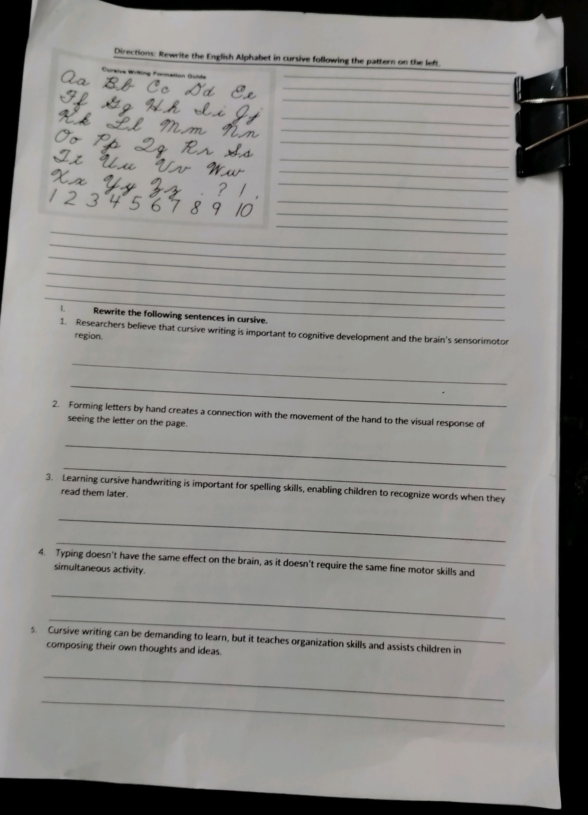 Directions: Rewrite the English Alphabet in | StudyX